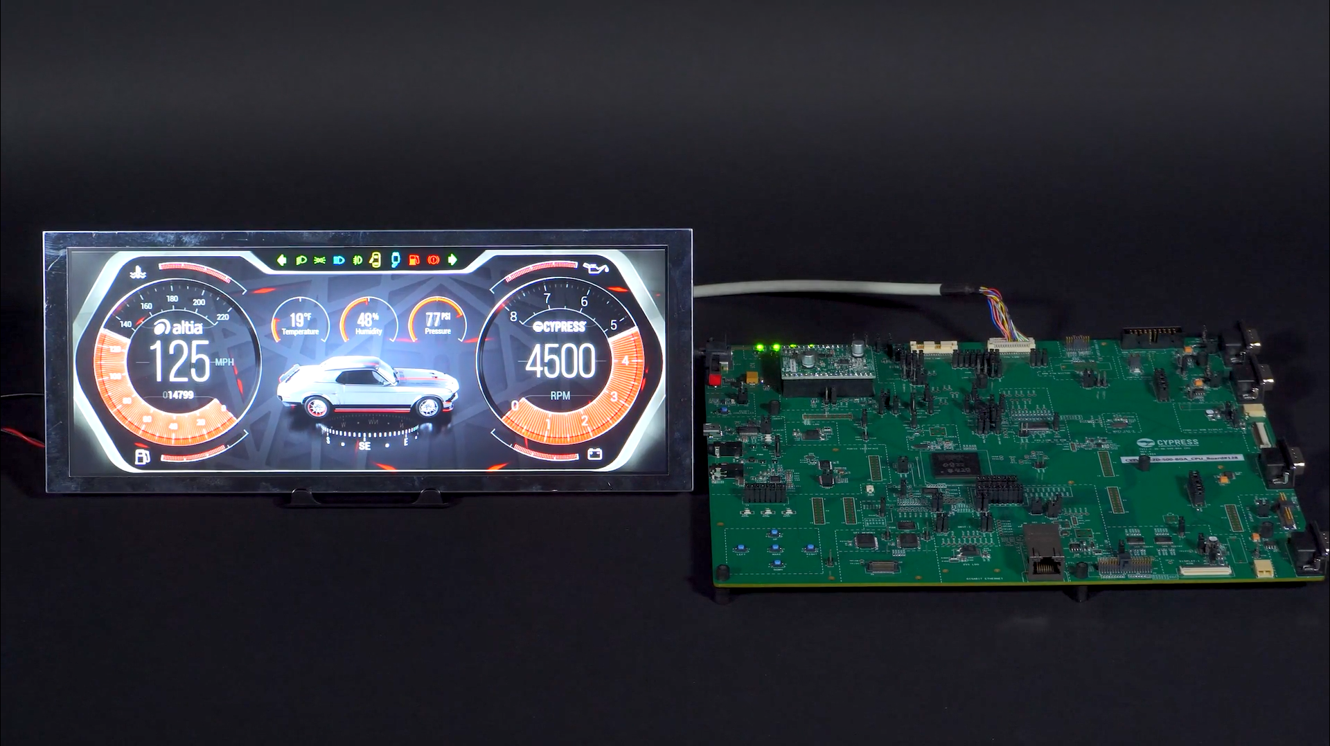 Altia Mustang Cluster on Infineon (Cypress) Traveo II | Altia